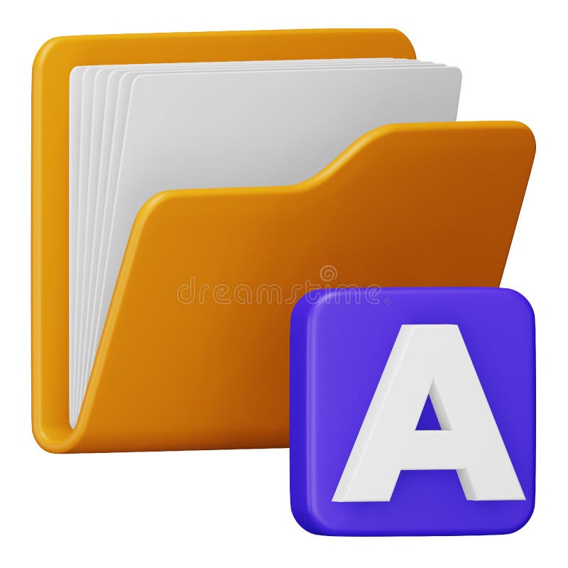 Fonts Folder 3d Rendering Isometric Icon. Stock Vector - Illustration ...