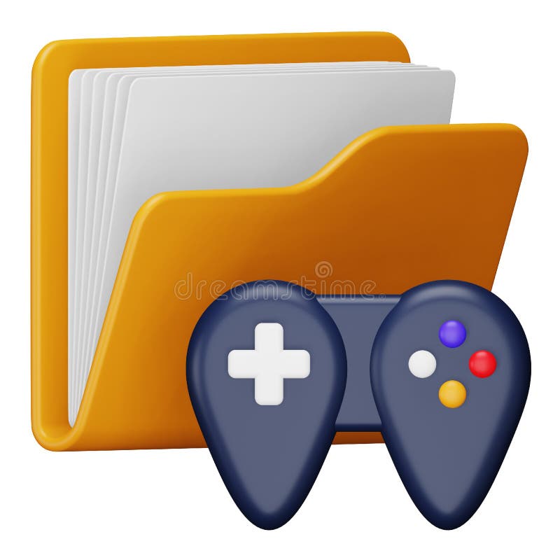 Games Folder 3d Rendering Isometric Icon. Stock Vector - Illustration ...