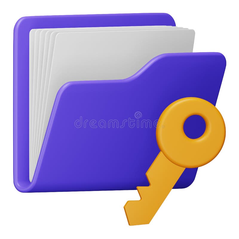 Key Folder 3d Rendering Isometric Icon. Stock Vector - Illustration of ...
