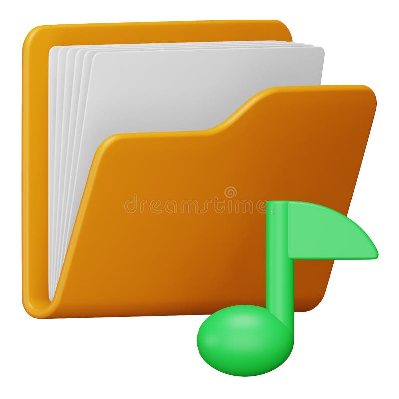 Music Folder 3d Rendering Isometric Icon. Stock Vector - Illustration ...
