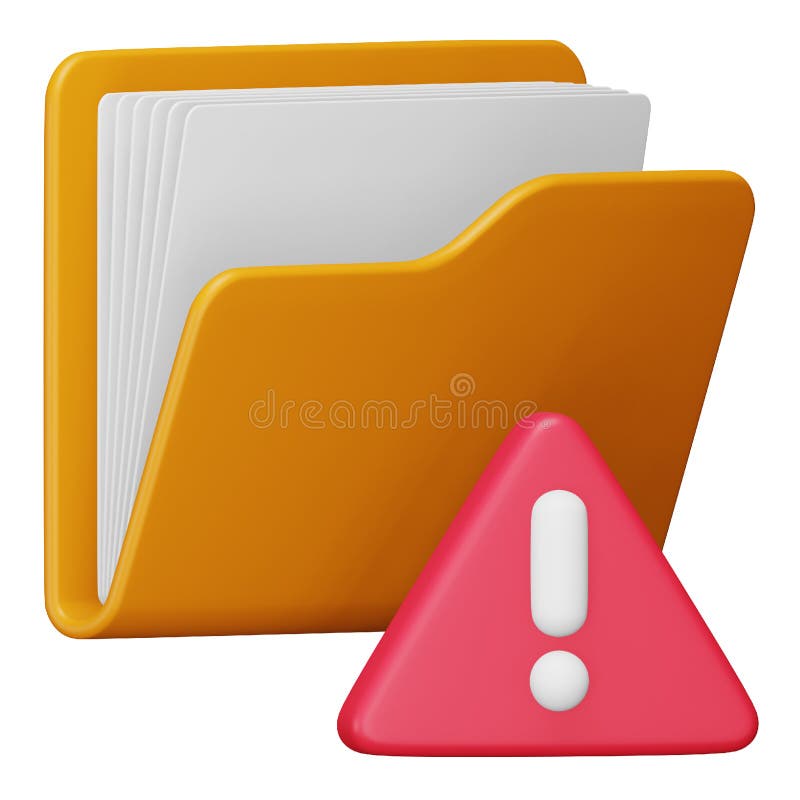 Warning Folder 3d Rendering Isometric Icon. Stock Vector - Illustration ...