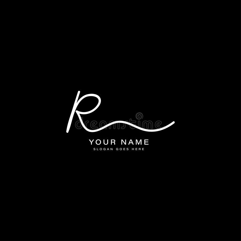 Initial Letter R Logo, Handwritten Signature in Joining Style and ...