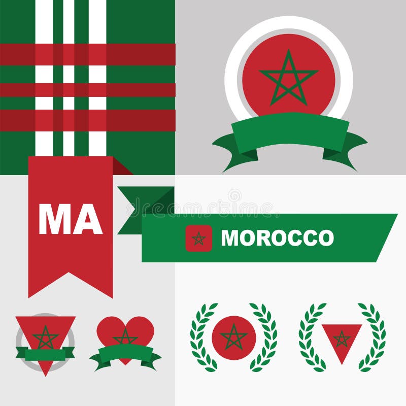 Morocco Flag Emblem and Plaid Pattern Stock Vector - Illustration of ...