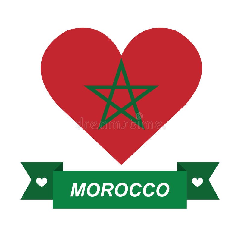 Flag of Morocco in Shape of Heart Stock Vector - Illustration of ...