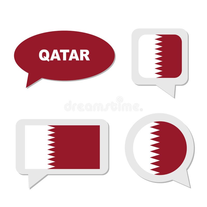 Qatar Flags in Dialogue Bubbles, Concept of Language Stock Vector ...
