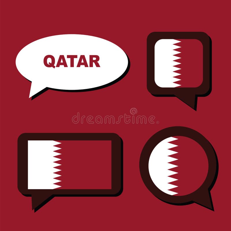 Qatar Flags in Dialogue Bubbles, Concept of Language Stock Vector ...