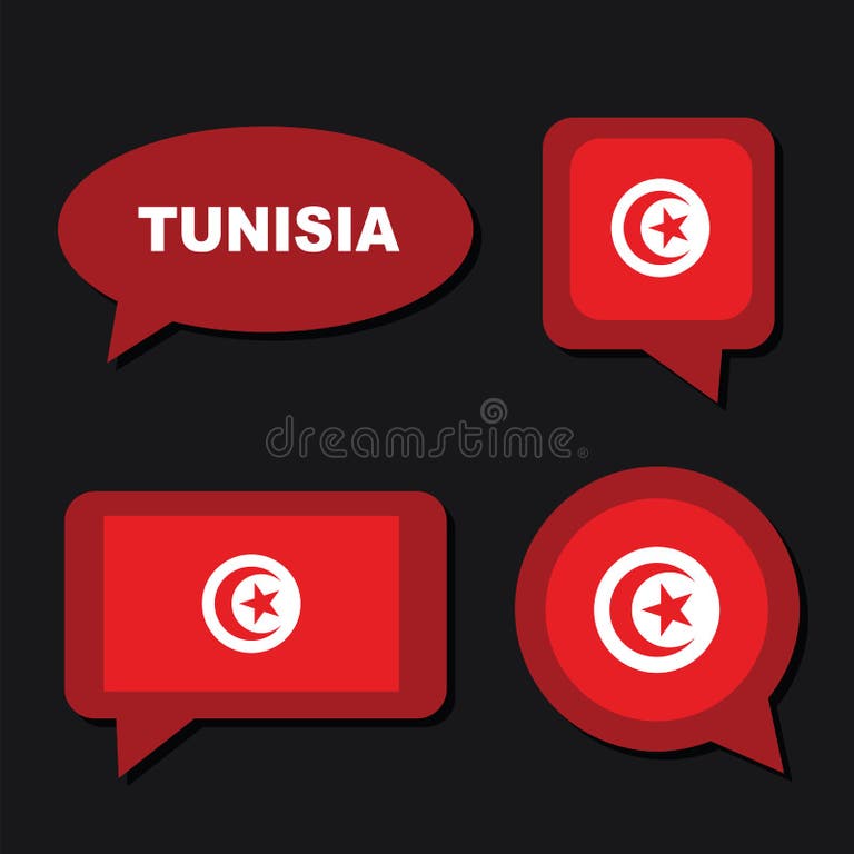 Tunisia Flags in Dialogue Bubbles, Concept of Language Stock Vector ...