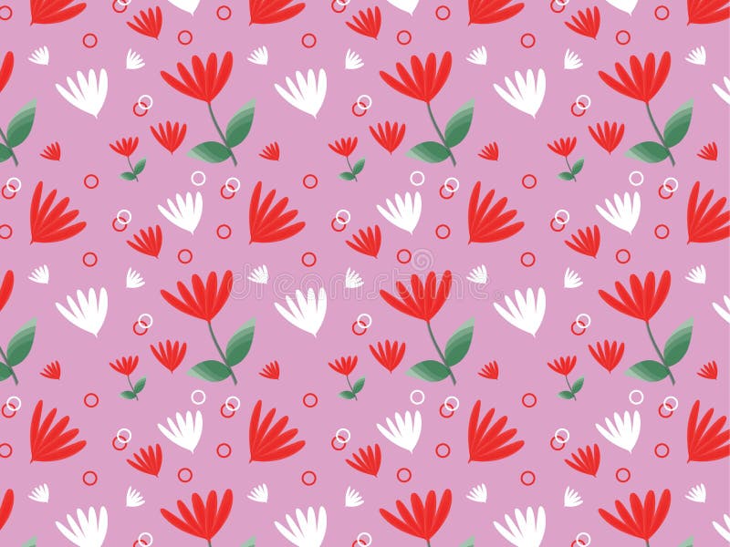 Red and White Color Floral Vector Repeat Pattern Stock Vector ...