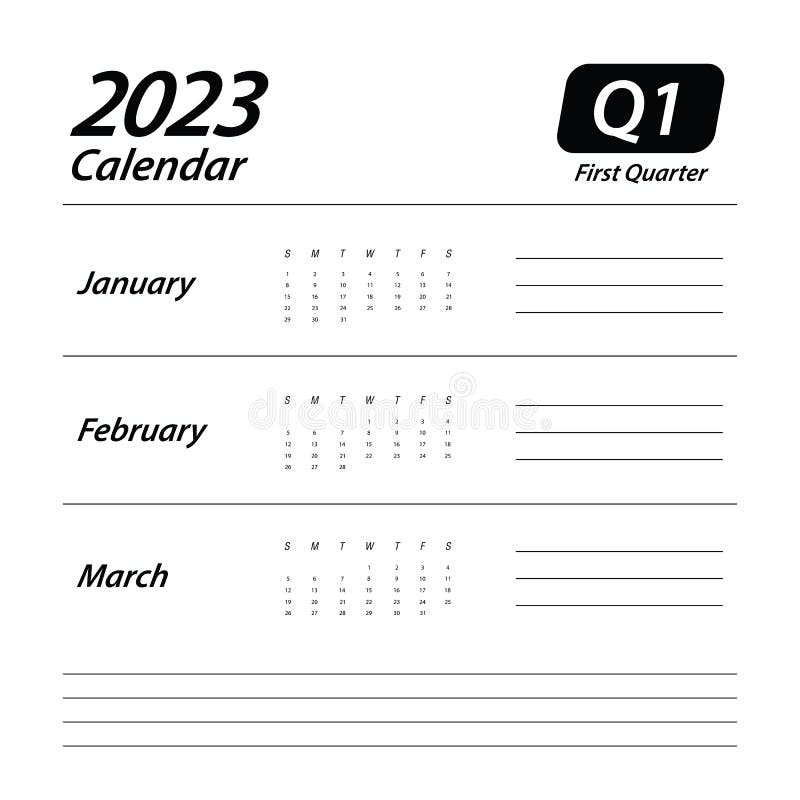 Q1 First Quarter of 2023 Calendar Stock Vector - Illustration of ...