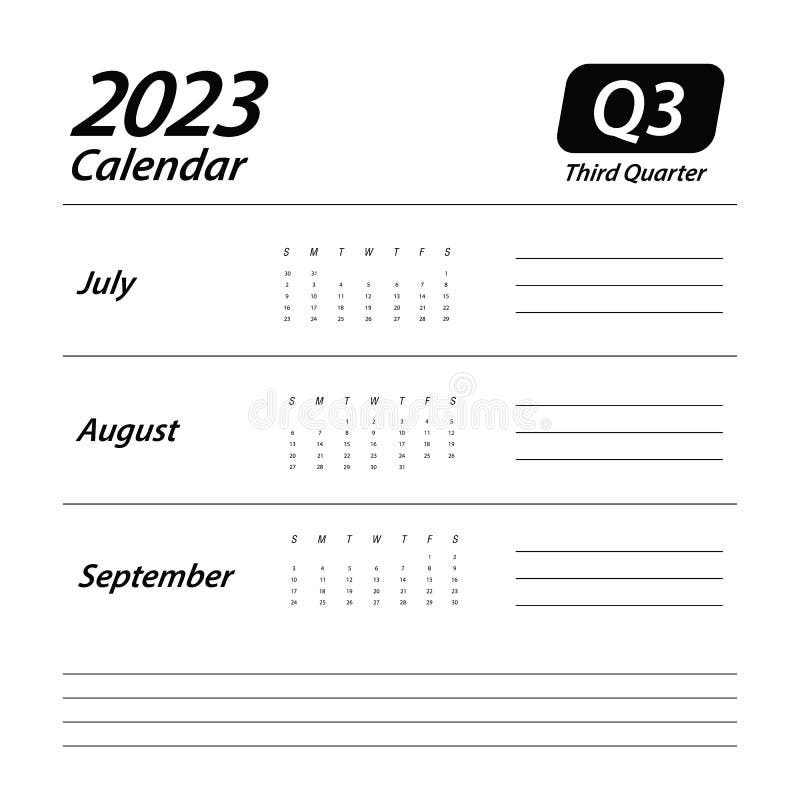 Q3 Third Quarter of 2023 Calendar Stock Vector - Illustration of ...