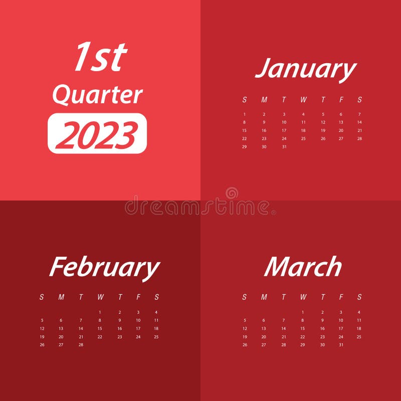 Q1 First Quarter of 2023 Calendar Stock Vector - Illustration of ...