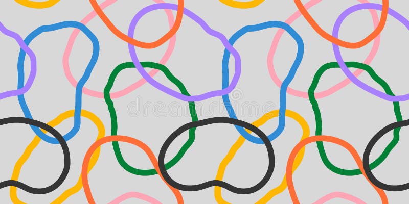 Fun Colorful Line Doodle Seamless Pattern Stock Vector - Illustration ...