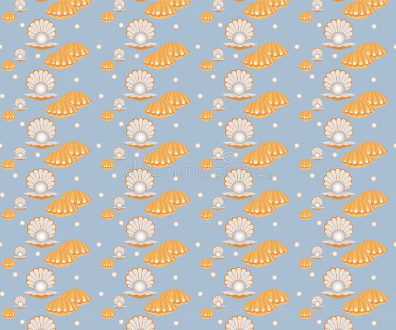 Clams and Pearl Shape Vector Repeat Pattern Stock Vector - Illustration ...