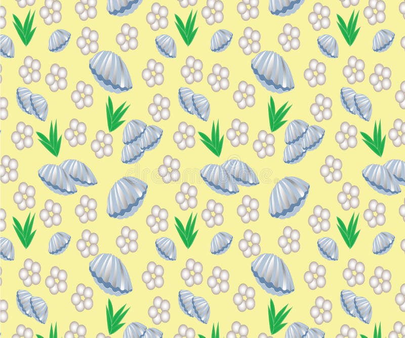 Clams Shell and Pearl Vector Repeat Pattern Stock Vector - Illustration ...
