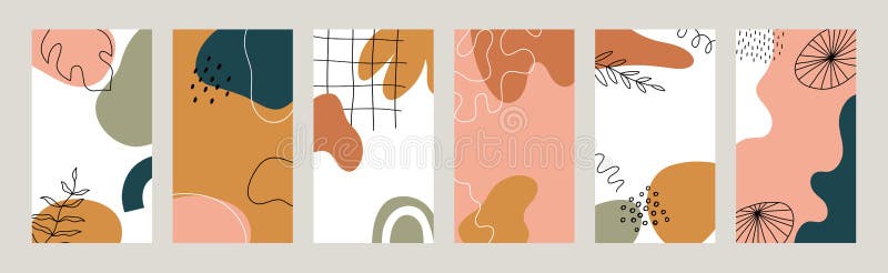 Modern Abstract Organic Neutral Shape Template Background Collection ...