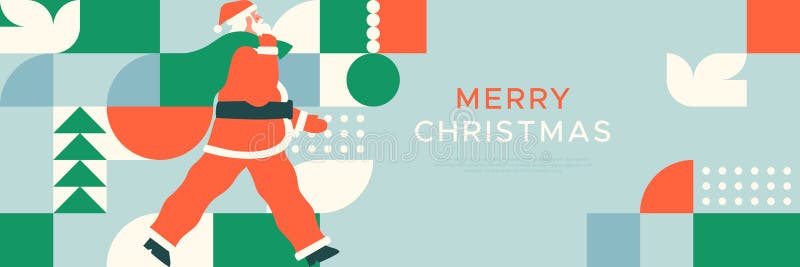 Merry Christmas Web Banner Template Illustration of Santa Claus Stock ...