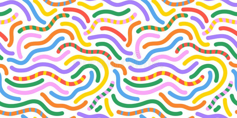 Colorful Line Doodle Seamless Pattern Stock Vector - Illustration of ...