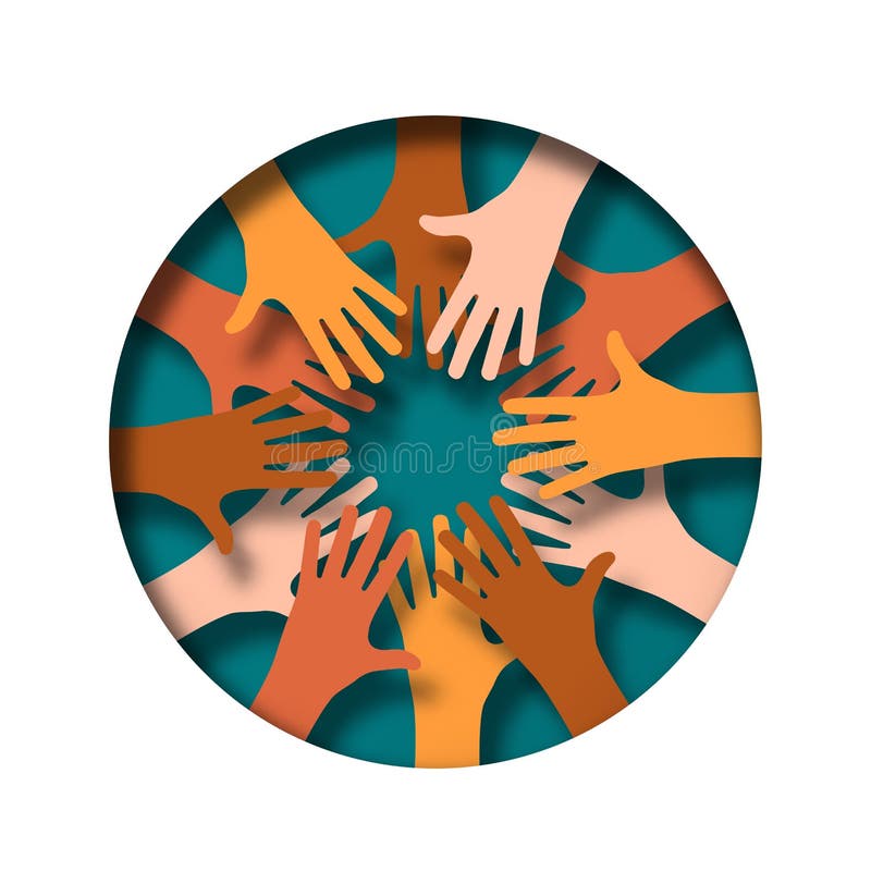 Paper Cut Diverse People Hand Team Raised Up Together Stock Vector ...