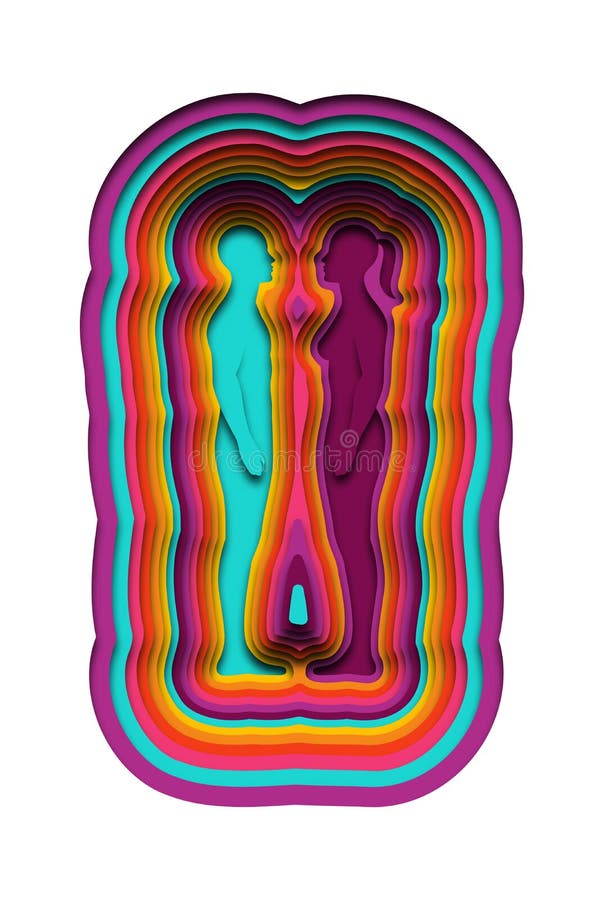 Colorful Paper Cut Man and Woman Full Body Illustration Stock Vector ...