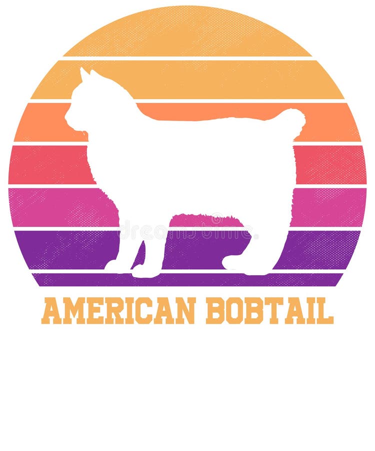 Funny Red American Bobtail Cats Silhouetted Stock Vector - Illustration ...