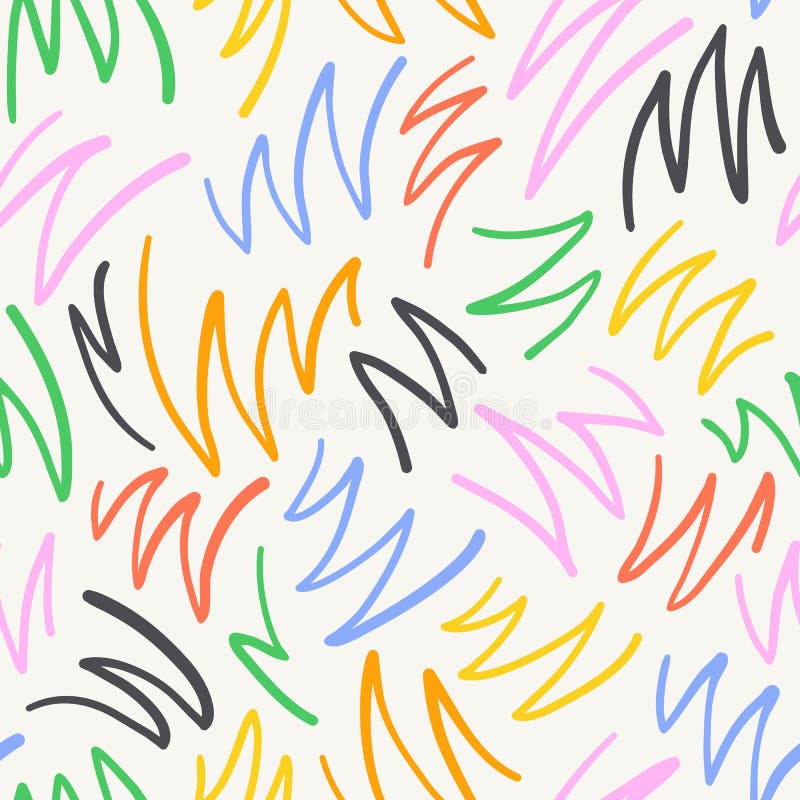 Colorful Line Doodle Seamless Pattern Stock Illustration - Illustration ...