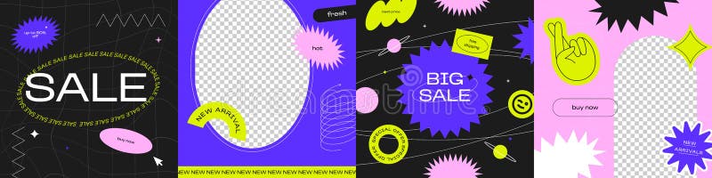 Trendy Retro Sale Web Background Collection Stock Vector - Illustration ...