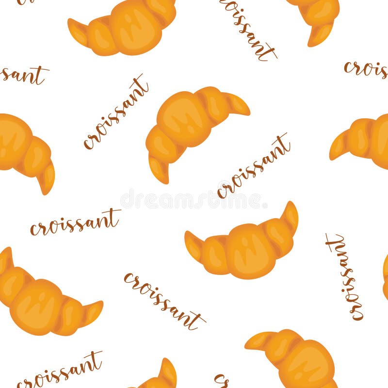 Croissant Seamless Pattern with Text. Bakery, Breakfast, Sweet Food or ...