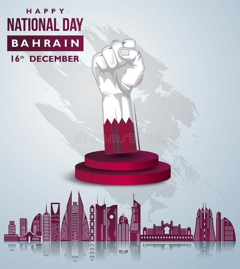 Bahrain National Day Celebration 16 December Greeting Card. of National ...