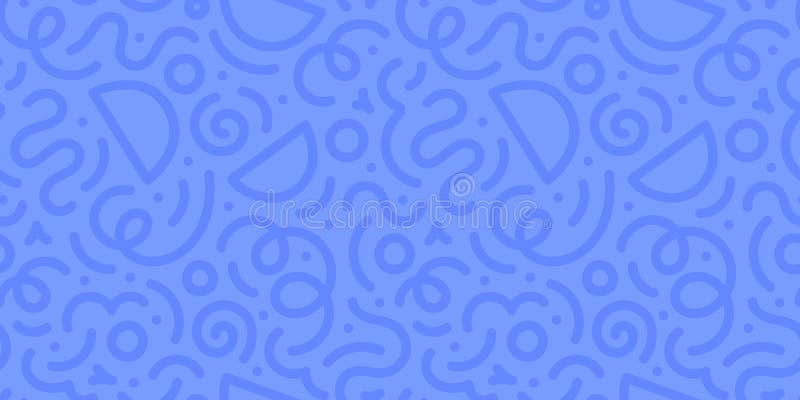 Fun Blue Line Doodle Seamless Pattern Stock Vector - Illustration of ...