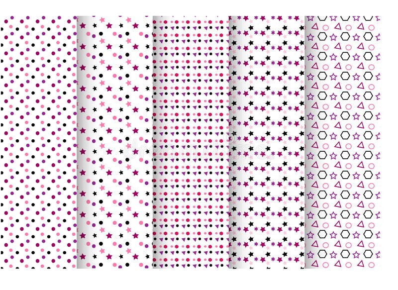 Collection of Seamless Geometric Minimalistic Patterns. Stock Vector ...