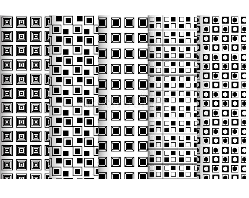 Rectangle Seamless Patterns Vector Backgrounds Set.in Black and White ...