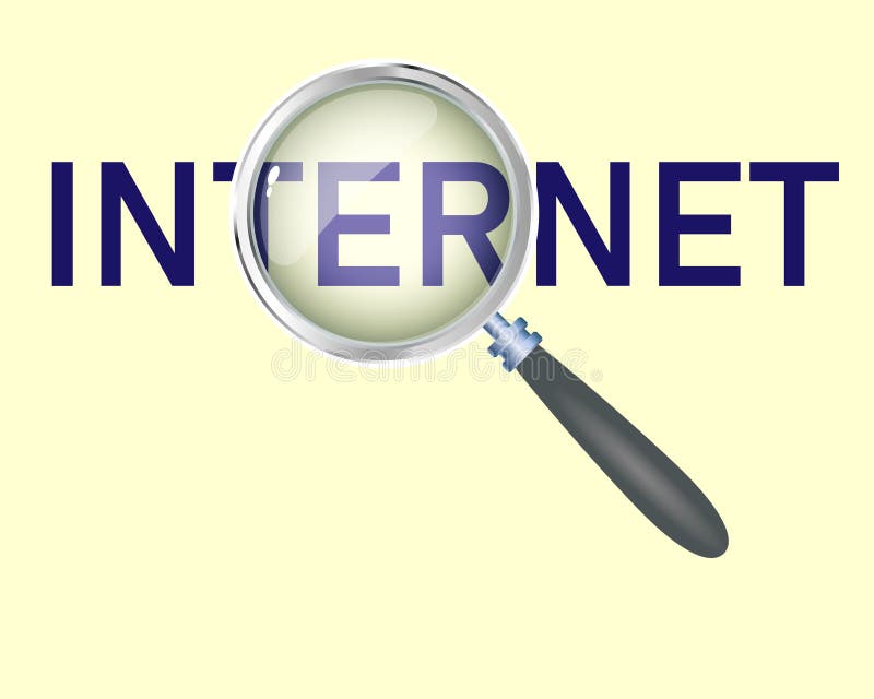 Internet Text Focused with Magnifying Glass Vector Stock Illustration ...