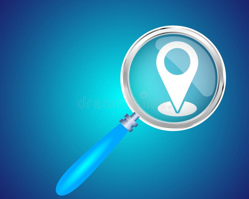Location Icon Focused with Magnifying Glass Vector Editorial ...