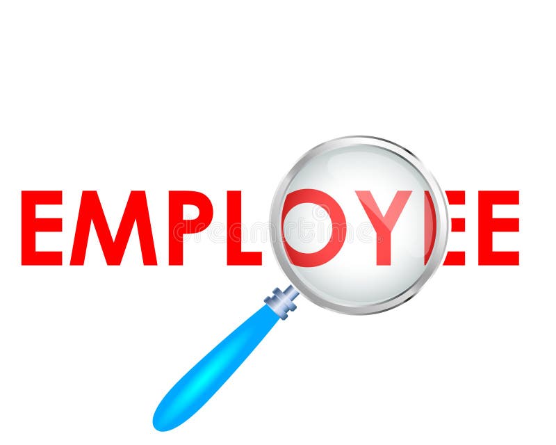 Employee Text Focused with Magnifying Glass Vector Stock Illustration ...