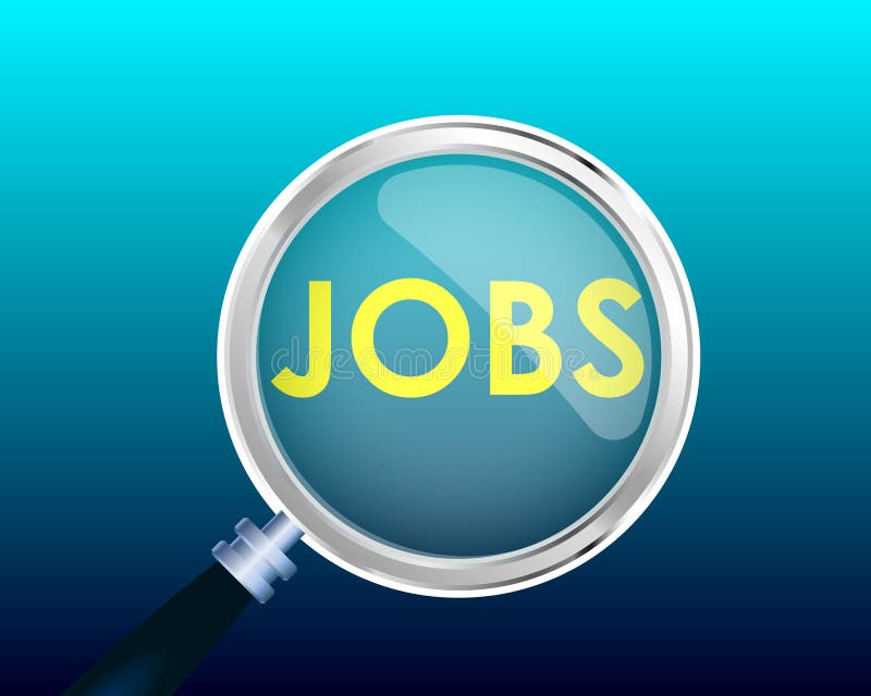Jobs Text Focused with Magnifying Glass Vector Stock Illustration ...