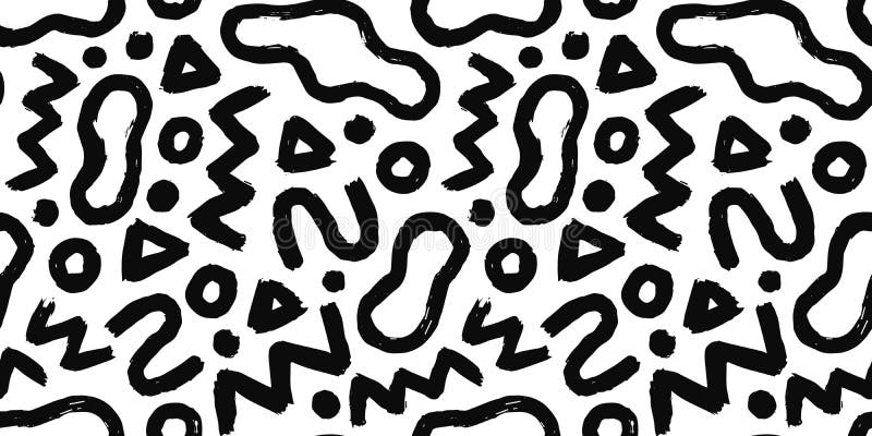 Abstract Black Ink Doodle Seamless Pattern Illustration Stock Vector ...