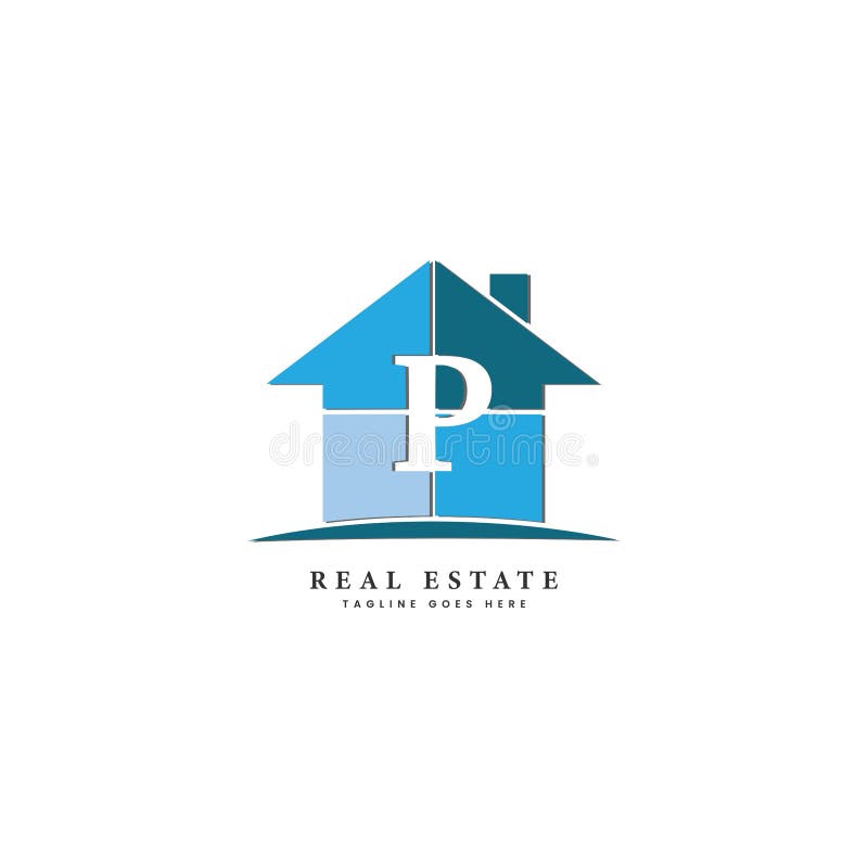 P Letter Real Estate Logo, Vector House Shape Template for Property ...