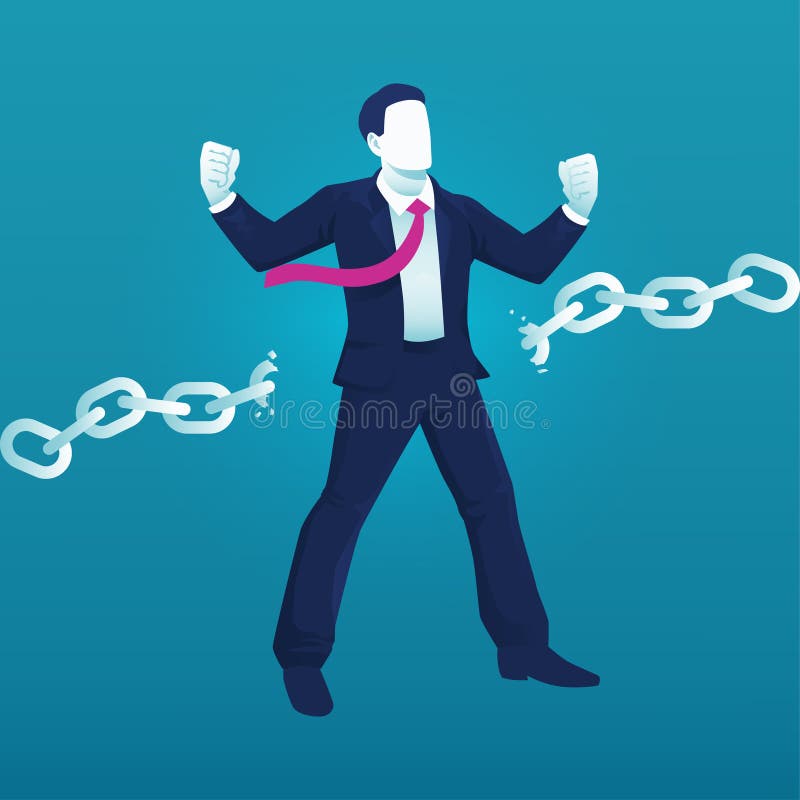 Business Man Breaking Chain for Freedom and Spirit in Business Concept ...