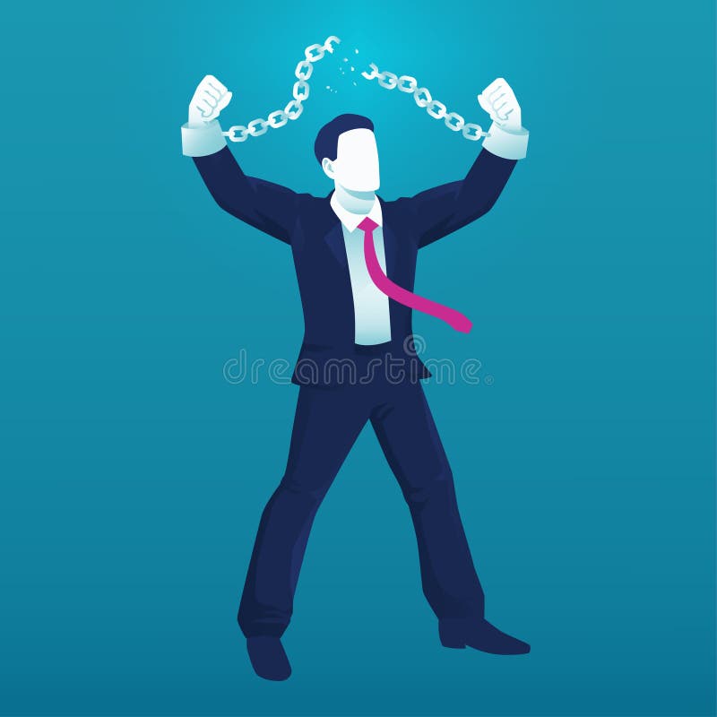 Business Man Breaking Chain for Freedom and Spirit in Business Concept ...