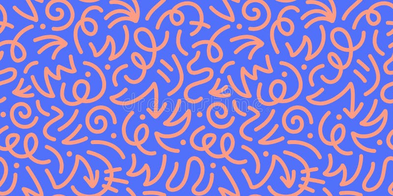 Fun Abstract Line Doodle Seamless Pattern Stock Vector - Illustration ...