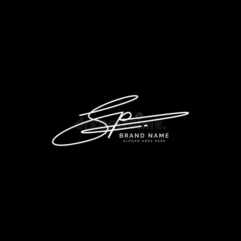 Initial Letter SP Logo in Signature. Handwritten Lettering Style of S ...