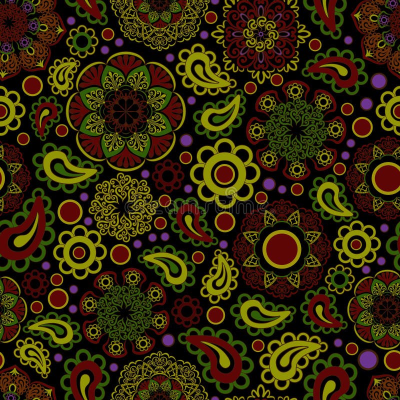 Boho Style Ornamental Pattern, Fashionable, Colourful Pattern, Green ...