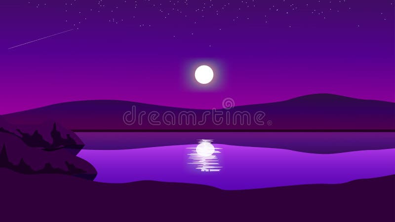 Glowing and strarry night stock vector. Illustration of river - 266157062