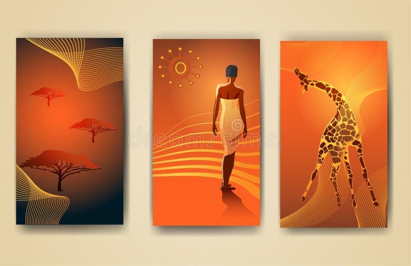 Set of Backgrounds with African Themes. Stock Vector - Illustration of ...