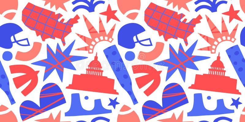 Abstract United States Country Doodle Shape Seamless Pattern Stock ...