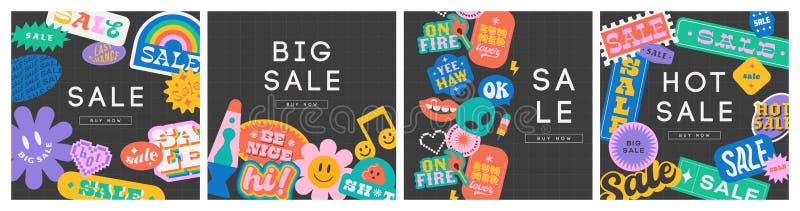 Trendy Retro Sale Web Background Collection Stock Vector - Illustration ...