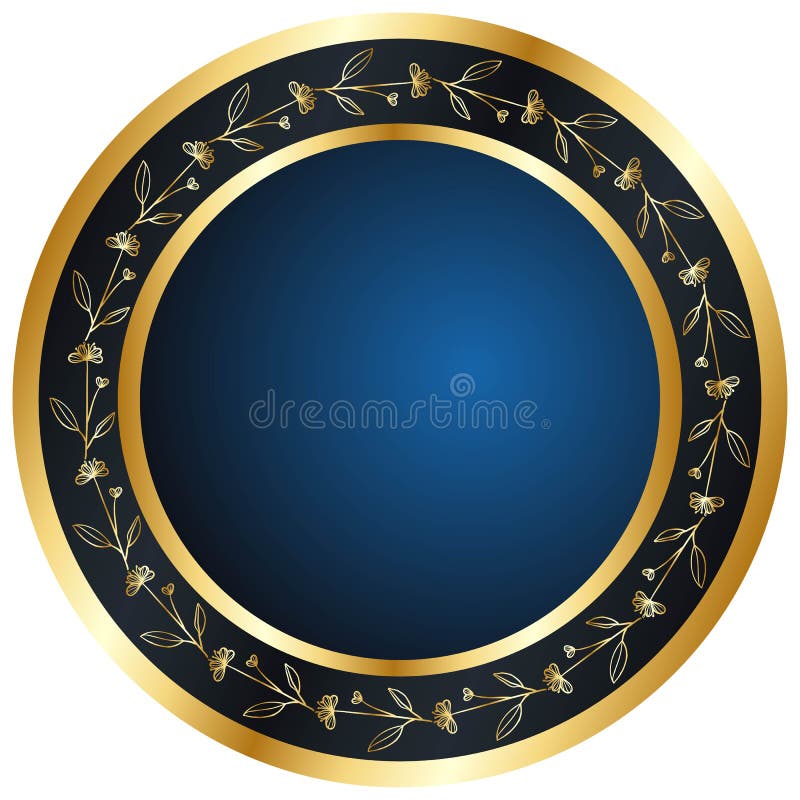 Round Golden Frame with Wild Flowers and Tulips Stock Vector ...