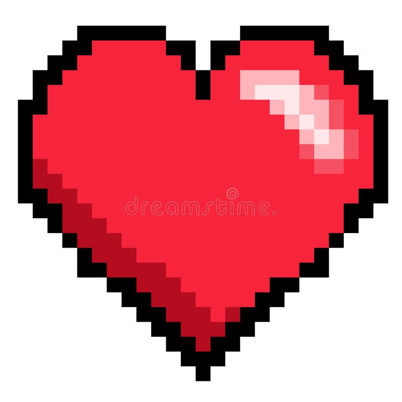 Red heart pixel art stock vector. Illustration of cartoon - 267135887