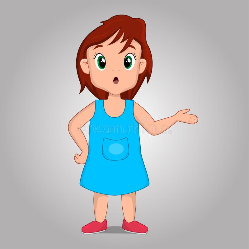 Cute Little Girl Thinking Pose, 2d Cartoon Character Vector Stock ... Cute Little Girl Thinking Pose, 2d Cartoon Character Vector Stock ...