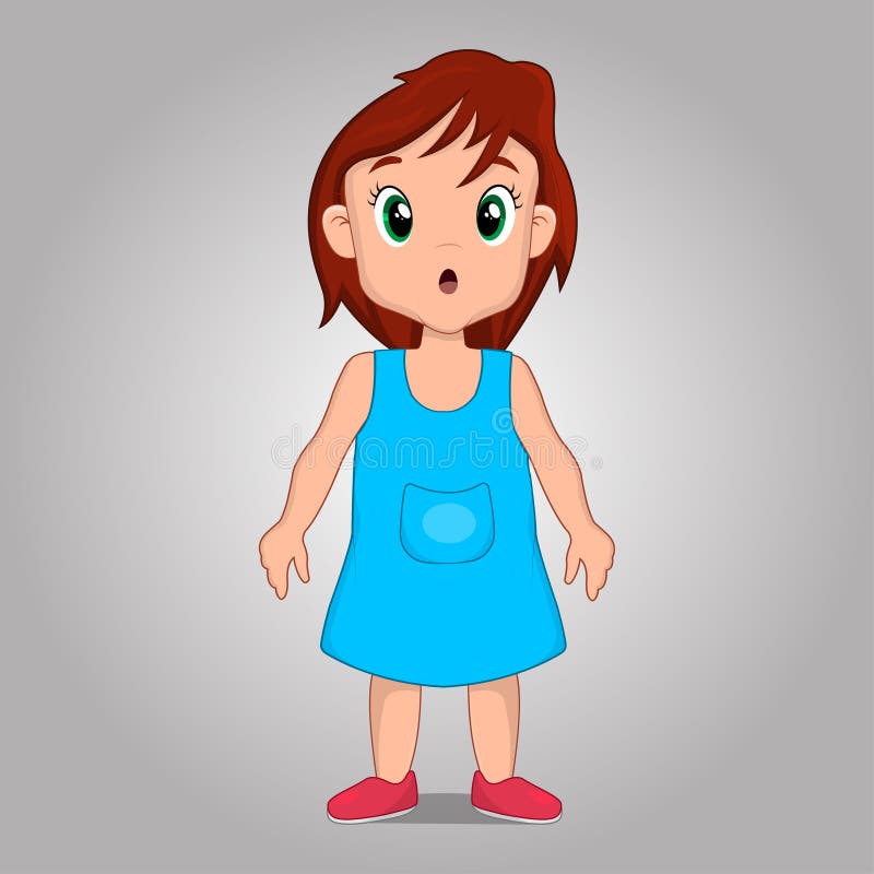 Cute Little Girl Thinking Pose, 2d Cartoon Character Vector Stock ... Cute Little Girl Thinking Pose, 2d Cartoon Character Vector Stock ...